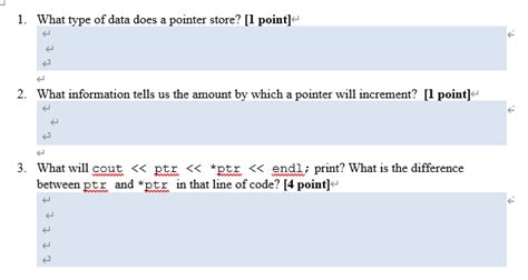 Solved 1 What Type Of Data Does A Pointer Store 1 Point