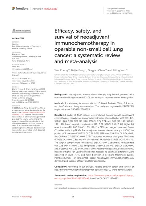 Pdf Efficacy Safety And Survival Of Neoadjuvant Immunochemotherapy In Operable Non Small