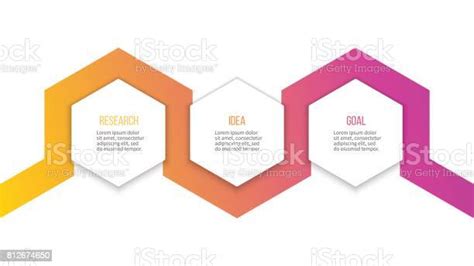 비즈니스 인포 그래픽입니다 3 단계 육각형 프레젠테이션입니다 벡터 템플릿입니다 0명에 대한 스톡 벡터 아트 및 기타 이미지