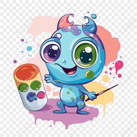 컬러 클립 아트 만화 만화 괴물 그리기 팔레트와 브러시로 그림 벡터색깔미술 Png 일러스트 무료 다운로드 Lovepik