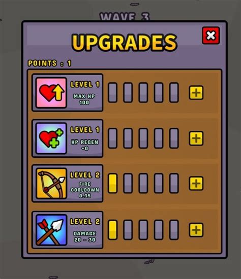 Upgrade Menu For Game Design