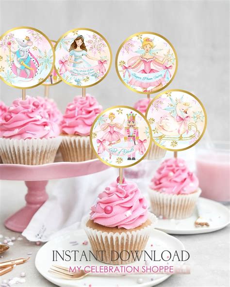 Nutcracker Cupcake Toppers Printable Nutcracker Birthday Party Etsy