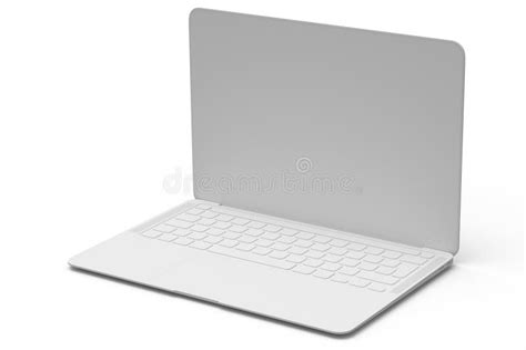Aluminum Laptop With Empty Screen Isolated On White Monochrome Background Stock Illustration