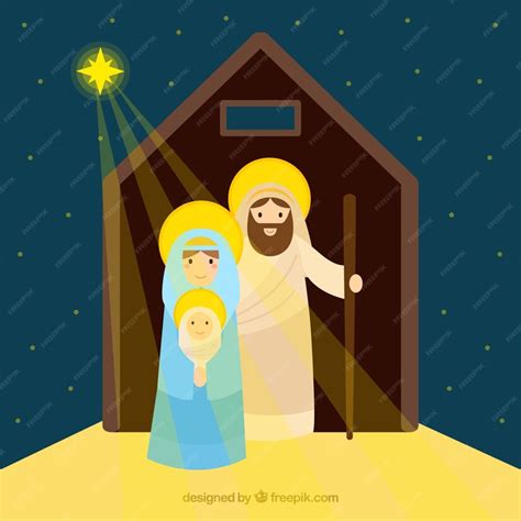 Free Vector Background Of Star Illuminating The Nativity Scene
