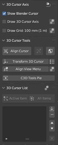 D Cursor Tools Draw Axis Draw Grid Align Transform Viewpoints