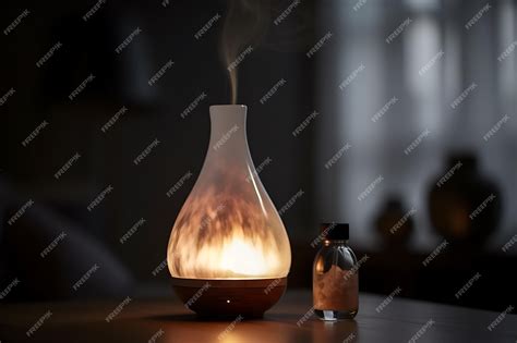 Premium Photo Aroma Oil Diffuser Lamp On Table Oil Diffuser Lamp