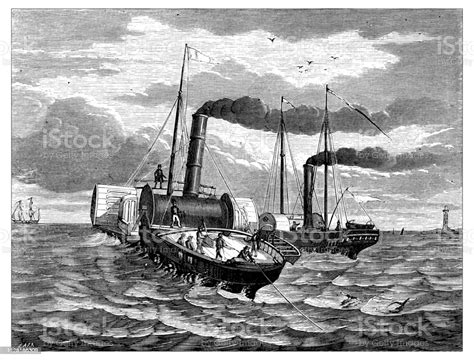 과학적 발견의 그림 골동품 글로벌 커뮤니케이션에 대 한 연결 케이블 수 중 케이블 설치 케이블에 대한 스톡 벡터 아트 및 기타