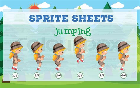 Sprite Sheet Girl Jumping Stock Vector Colourbox