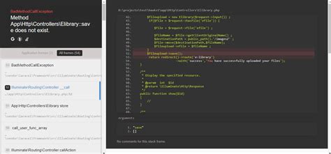 Php Method Appcontrollerselibrarysave Does Not Exist Stack