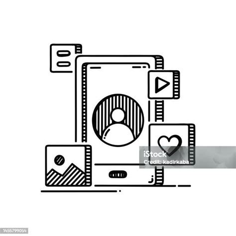 휴대 전화 라인 아이콘 스케치 디자인 픽셀 완벽 편집 가능한 스트로크 스마트 폰 검은색에 대한 스톡 벡터 아트 및 기타 이미지 검은색 그래픽 사용자 인터페이스 그리기