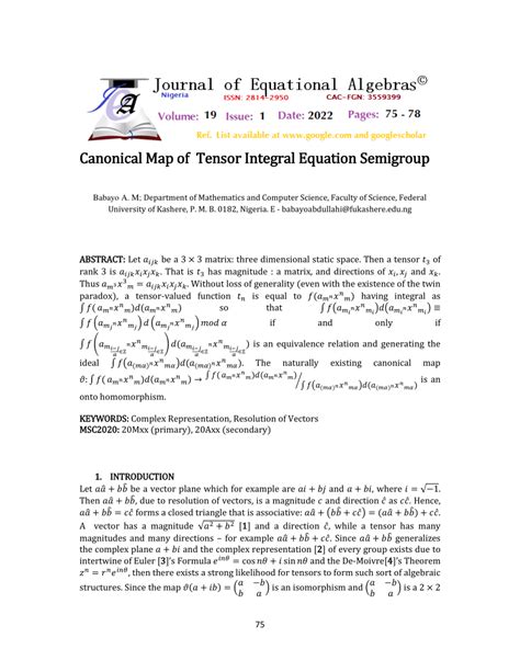 Pdf Canonical Map Of Tensor Integral Equation Semigroup