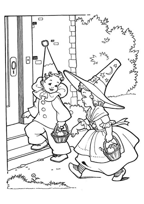 Раскраска дети хэллоуин дети на хэллоуин Картинки раскраски