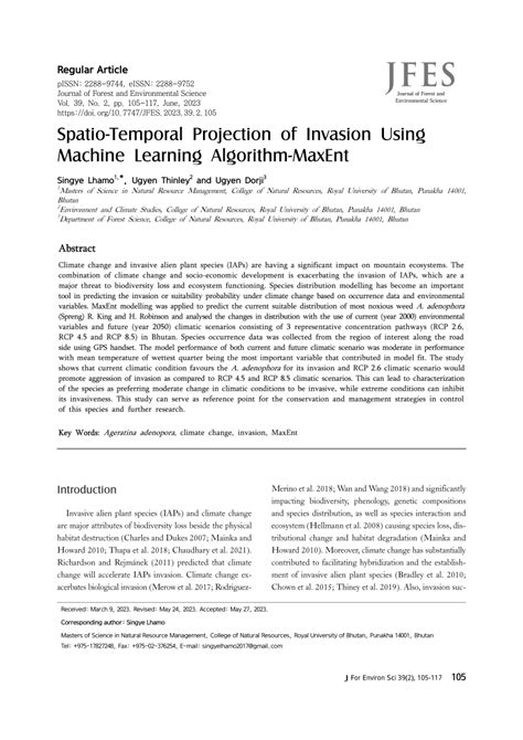 Pdf Spatio Temporal Projection Of Invasion Using Machine Learning Algorithm Maxent