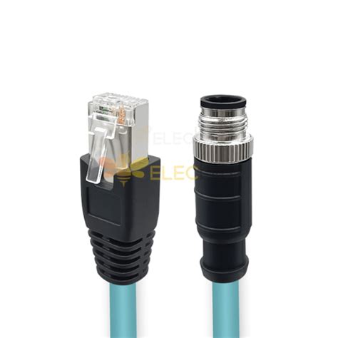 M12 D Coded 4 Pin Male To Rj45 Gigabit High Flexible Ethernet Interface