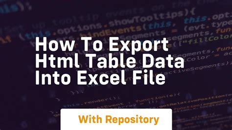 How To Export Html Table Data Into Excel File Youtube