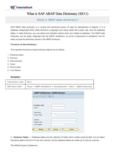 Sap Abap Data Dictionary Pdf Databases Data