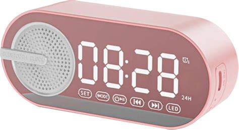 Mini Pink Digital Alarm Clock With Bluetooth Speaker Fm