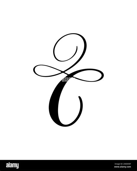 Vector Calligraphy Hand Drawn Letter C Script Font Logo Icon Handwritten Brush Style Stock