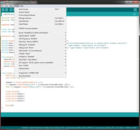 ESP8266 Wireless Control Of RoboClaw Resources Basicmicro