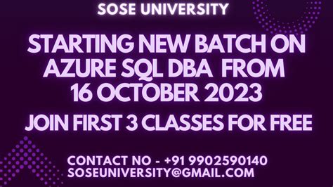 Starting New Batch On Azure Sql Dba From 16th October 2023 Contact