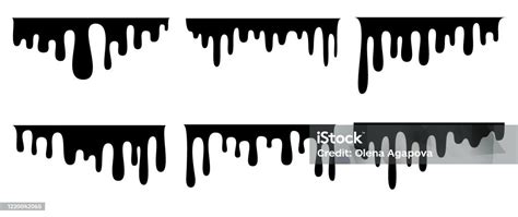 검은 녹는 물방울 이나 액체 소스 방울 검은 액체 또는 녹은 초콜릿 드립 현재 페인트 검은색에 대한 스톡 벡터 아트 및 기타 이미지 검은색 그래피티 녹기 Istock