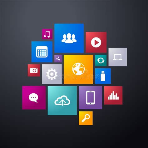 Round Flat App Icon Set Stock Vector Illustration Of Modern 43006746