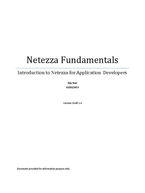 Netezza Fundamentals For Developers Pdf Databases Central