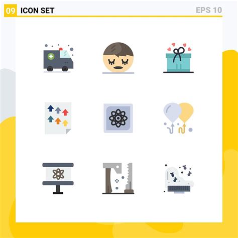 Universal Icon Symbols Group Of 9 Modern Flat Colors Of Data Computer