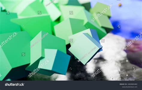3d Rendering Green Colored Cubes Stock Illustration 2493905483 Shutterstock