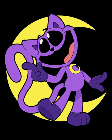 Catnap Cartoon Moon Black Tee Poppy Playtime Official Store