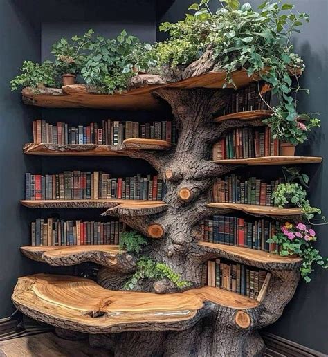Tree Themed Bookshelf Home Library Design Bookshelves Bookshelf Design