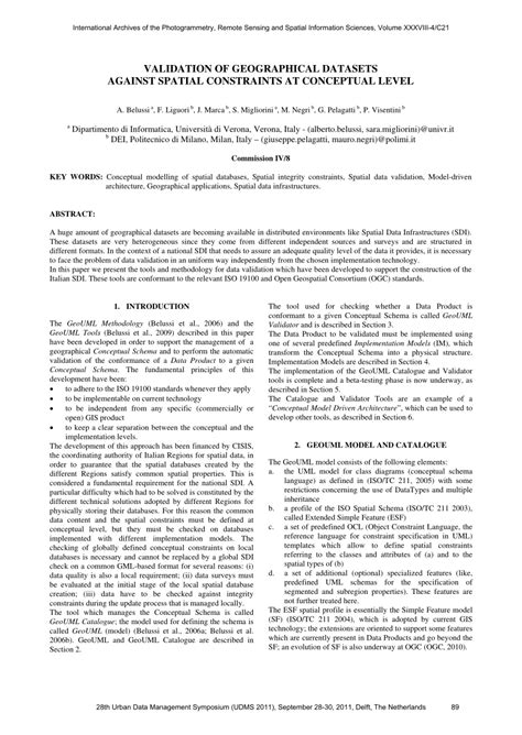 pdf validation of geographical datasets against spatial constraints at conceptual level