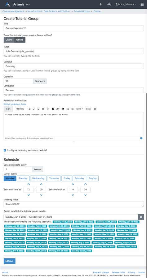 Tutorial Groups — Artemis Documentation