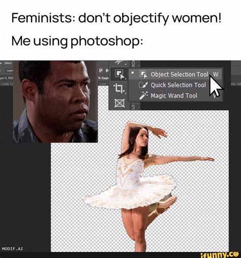 feminists don t objectify women me using photoshop object selection tool w quick selection