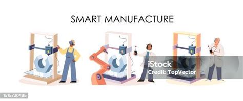 자동화 된 생산 산업의 제조 공정 과학자는 로봇 조립 제품을 만듭니다 개념에 대한 스톡 벡터 아트 및 기타 이미지 개념