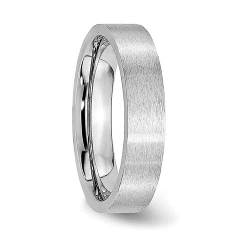 Cobalt Chromium Flat Band Engravable Satin 5mm Band Ring Jewelry Ts