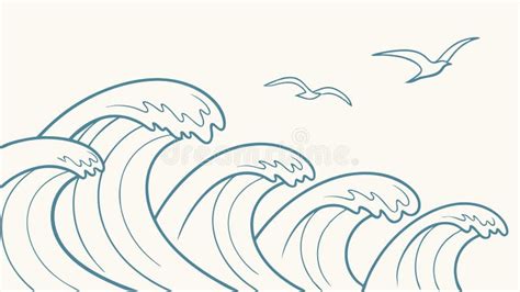 Ocean Waves Pattern Sea Texture Marine Background Design Water Illustration Vector Design