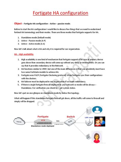 Configuring Active Passive High Availability On Fortigate Firewalls Pdf Network Switch