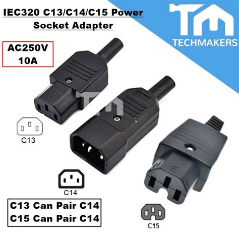 Iec320 C13 C14 C15 Power Plug Socket Adapter Connector Ac250v 10a Diy Power Cord Iec