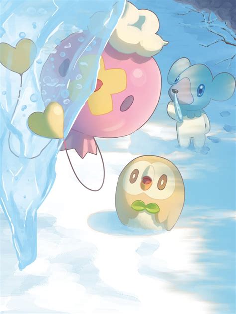 Mokukitusui Cubchoo Drifloon Rowlet Nintendo Pokemon Commentary Request Highres D Blue