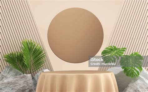 돌과 작은 식물의 모형은 제품 연단을 형성하고 화장품 프리젠 테이션 3d 렌더링 스톡 사진 강단에 대한 스톡 사진 및 기타 이미지 Istock