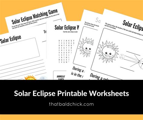 Solar Eclipse Printable Worksheets