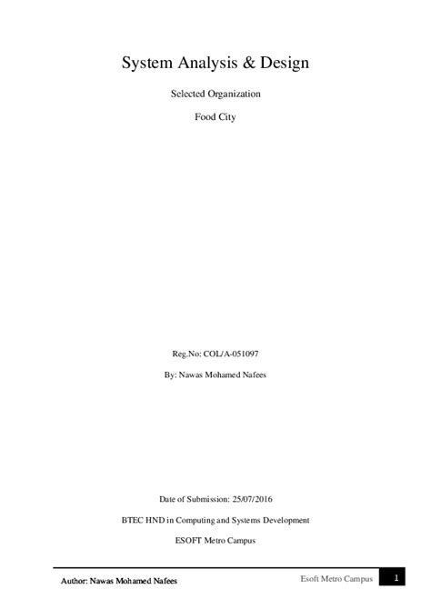 Pdf Btec Hnd In Computing And Systems Development Esoft Metro Campus