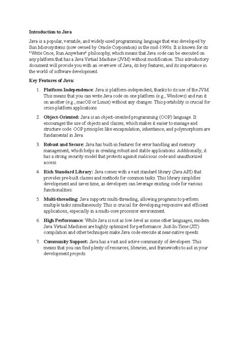 Java Without Project Java Internship Report Introduction To Java