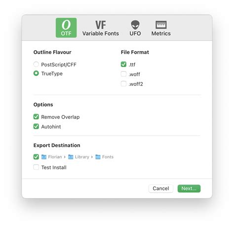Exporting Font Files Glyphs Handbook