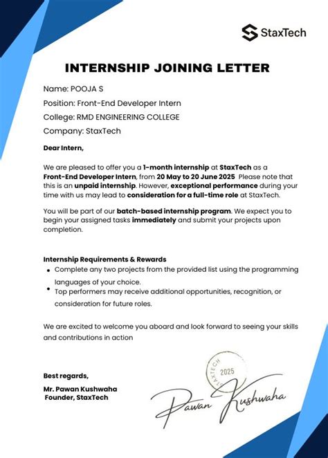 🌟 Stepping Into The Tech World My Front End Development Internship At Staxtech Pooja Senthilvel