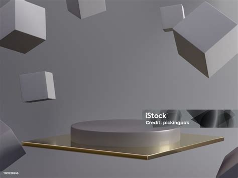 어두운 배경에서 격리된 제품 표시 광고 목적으로 실린더 상자 빈 빈 스탠드 모형 3d 렌더링 건축에 대한 스톡 사진 및 기타