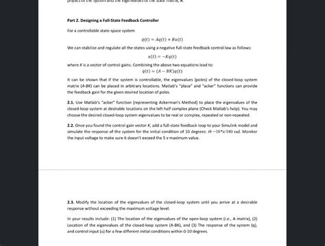 Of The System And The Eigenvalues Of State Matrix A