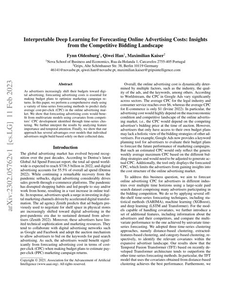 Pdf Interpretable Deep Learning For Forecasting Online Advertising Costs Insights From The