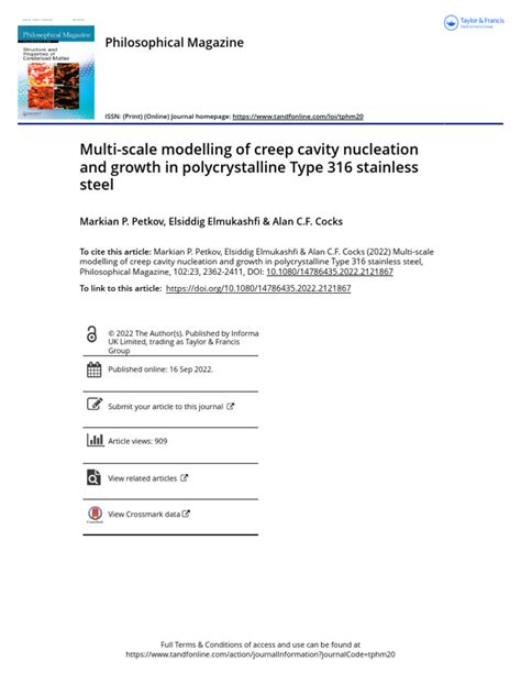 Multi Scale Modelling Of Creep Cavity Nucleation And Growth In